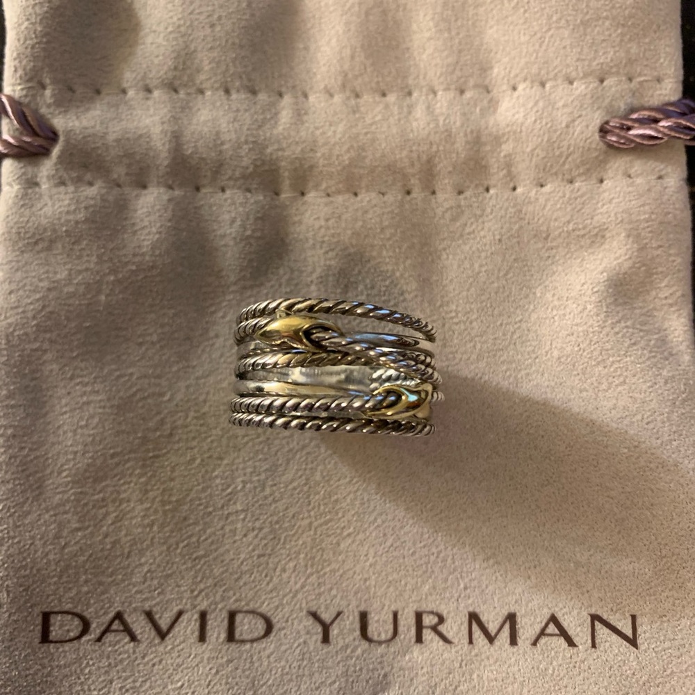 David Yurman Double X Crossover Ring With Gold - Gem